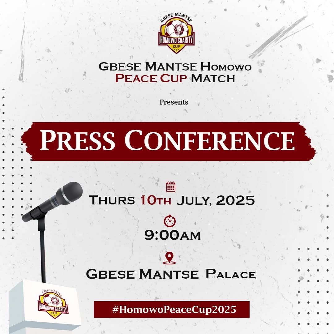 2025 HOMOWO PEACE CUP: Gbese Mantse Palace to Host